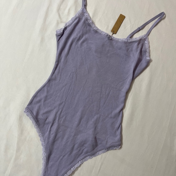 SKIMS | Tops | Skims Logo Pointelle Scoop Bodysuit Purple | Poshmark